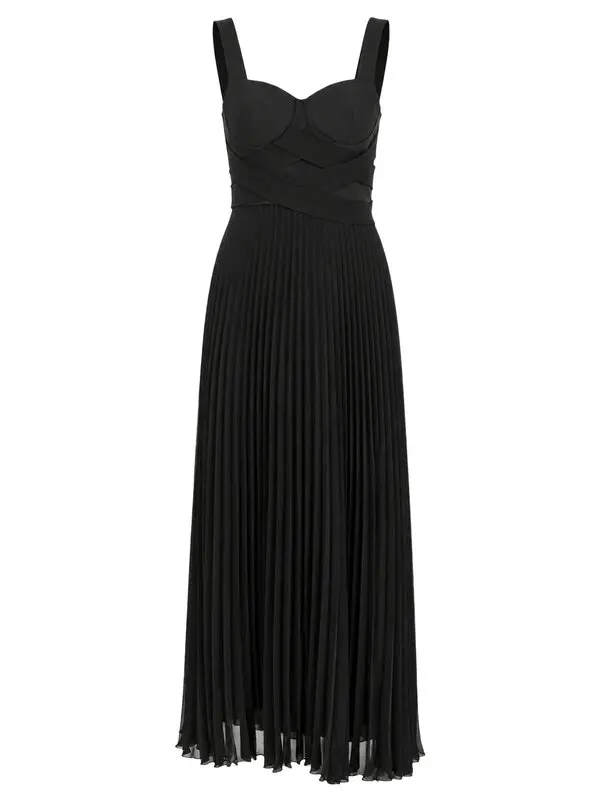 Patrizia Pepe Sleeveless Strapless Pleated Bustier Dress - Black