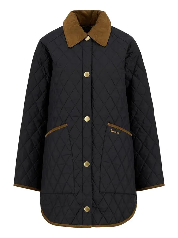 Barbour Quilted Long Sleeve Casual Jacket With Branded Logo - Black