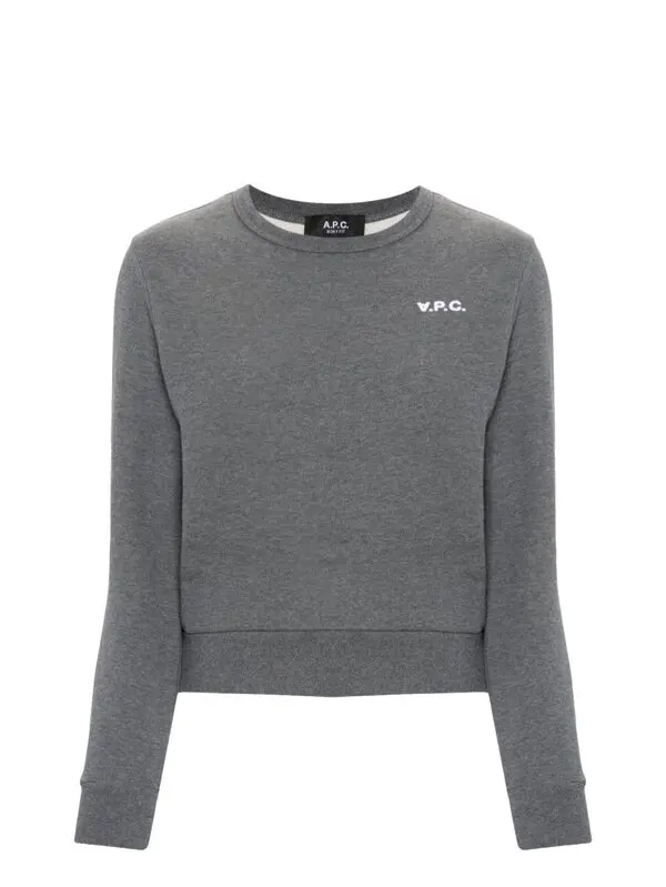 A.p.c. Flocked-logo Cotton Sweatshirt - Gray