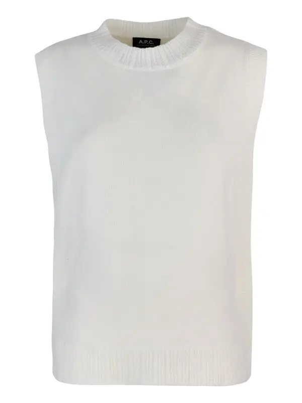 A.p.c. Crewneck Knitted Vest With Side Lace Details - White