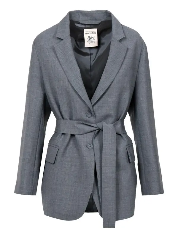 SEMICOUTURE Long-sleeve Belted Blazer - Gray