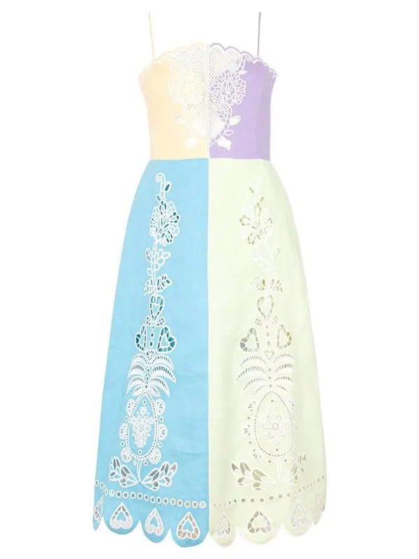 Farm Rio Sleeveless Embroidered Midi Dress - No