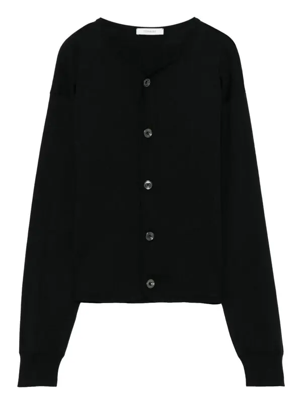 LEMAIRE Fine-knit Cardigan With Front Button Fastening - Black