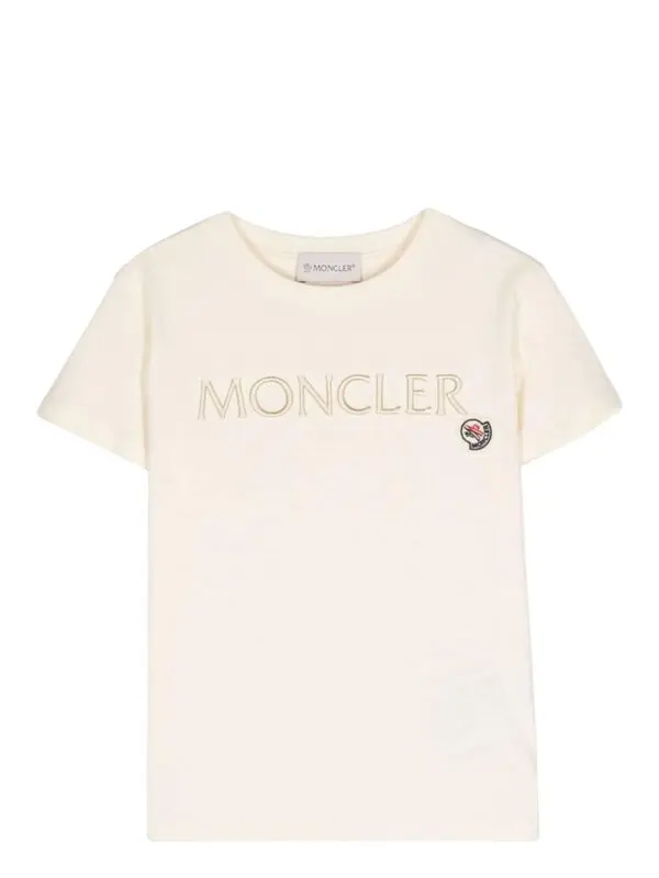 Moncler Embroidered Logo Crewneck T-shirt - Beige