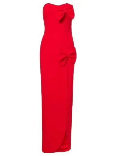 Alessandra Rich Bow-detail Cady Gown - Red