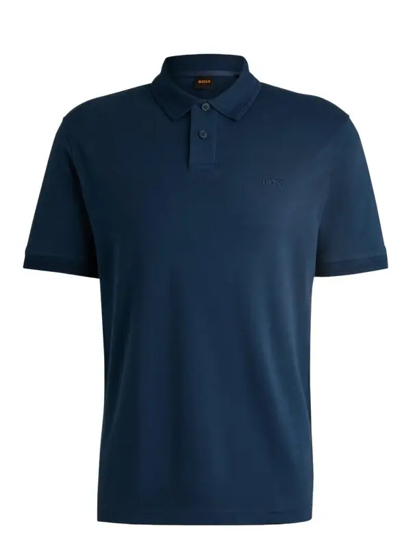 Hugo Boss Logo-embroidered Cotton Polo Shirt - Blue