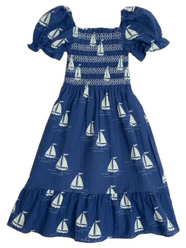 MINI RODINI Sailing Boats" Printed Midi Dress - Blue