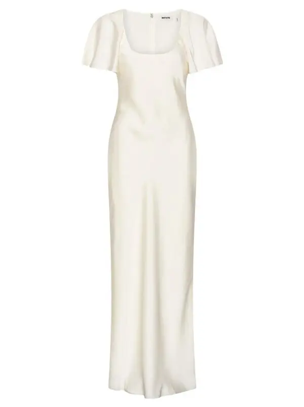 ROTATE BY BIRGER CHRISTENSEN Ruffled Long Maxi Dress - White