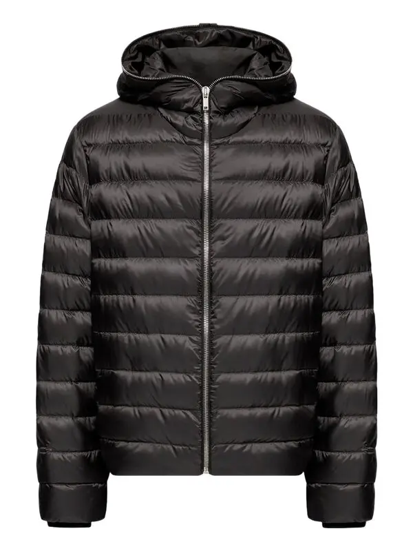 Moncler Hooded Short Down Jacket With Zip Closure - Black