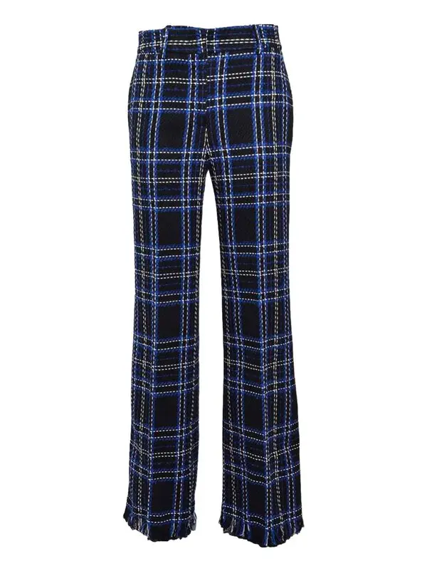 MSGM Checked Fringed Edge Trousers - Black