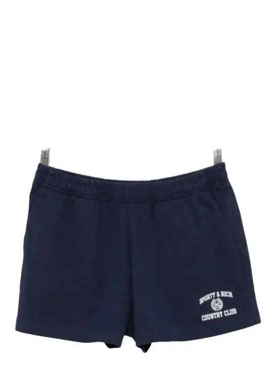 SPORTY  RICH Sporty & Rich Country Club Logo Shorts - Black