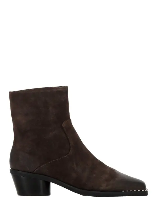 Ash Square Toe Block Heel Ankle Boots - Black