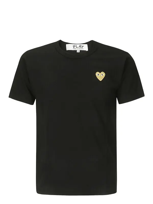 Play Comme Des Garcon Comme Des Garçons Play Golden Heart Patch Crewneck T-shirt - Black