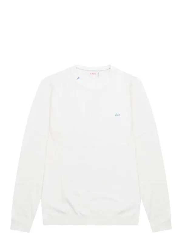 SUN 68 Logo Crew Neck Knitted Sweater - Milky