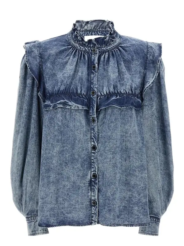 Isabel Marant Étoile Ruffled Denim Shirt - Gray