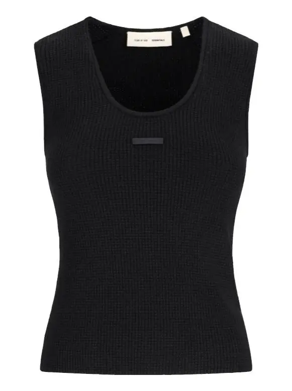 Fear Of God Logo Patch Ribbed Tank - Black