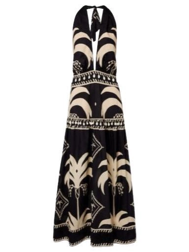 Johanna Ortiz Printed Halterneck Maxi Dress - Black