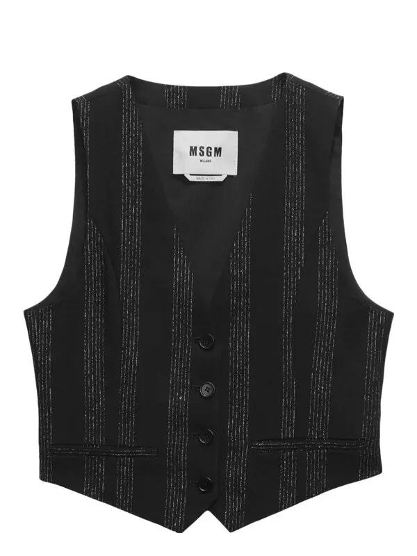 MSGM Single-breasted Striped Gilet - Black