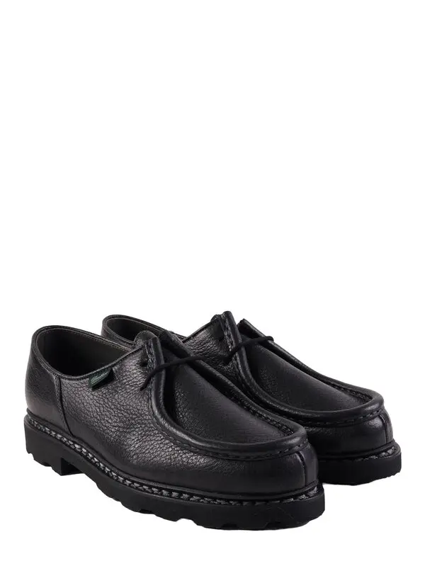 Paraboot Round Head Loafer With Logo Detailing - Black