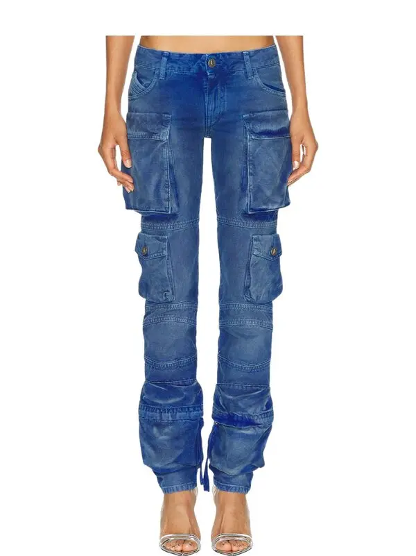 Attico Low-rise Cargo Jeans - Blue