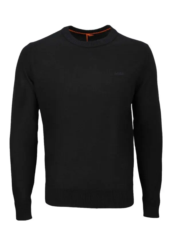 Hugo Boss Crewneck Jumper With Embroidered Logo - Black