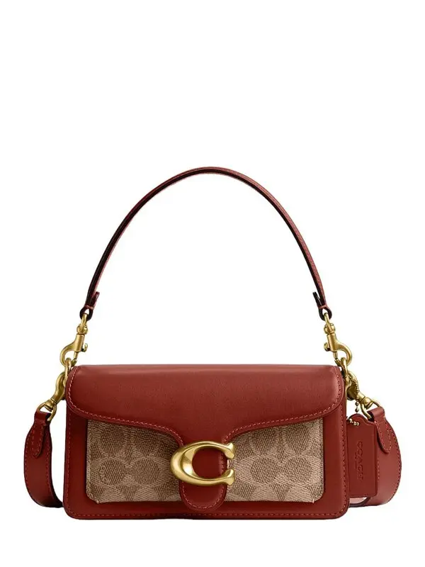 COACH Logo French Stick Bag With Top Handle And Shoulder Strap - Tan