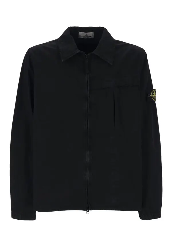 Stone Island Zip-up Long-sleeved Shirt - Blue