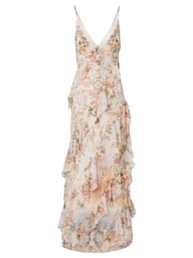 Camilla Embellished Ruffled Silk Floral Maxi Dress - No