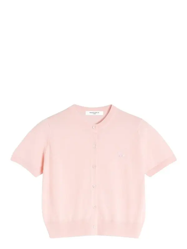 Maison Kitsuné Baby Fox Patch Short Sleeved Cardigan - Pink