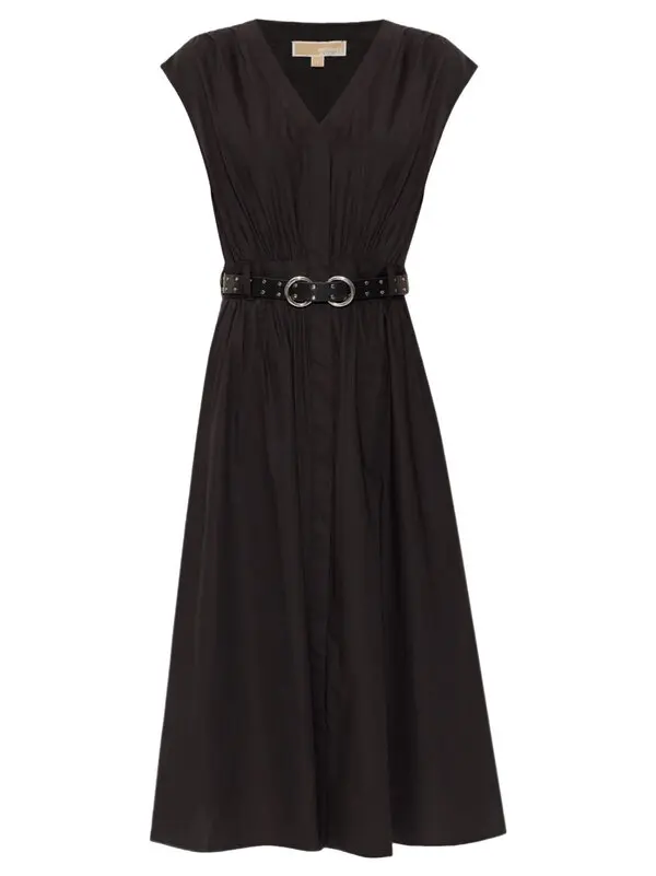 Michael Kors Belted Midi Dress - Black