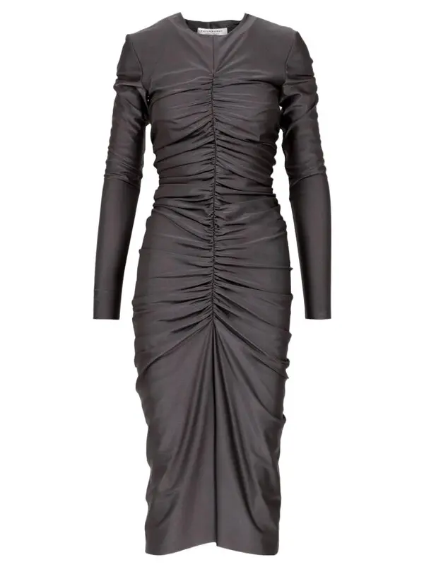 Philosophy Di Lorenzo Serafini Long-sleeved Gathered Midi Dress - Black