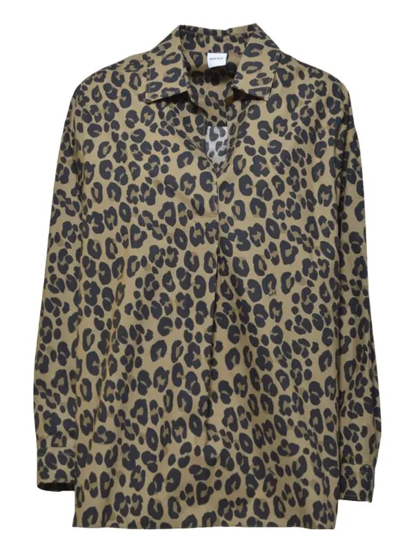 Aspesi Long Sleeve Leopard Print Shirt - Black