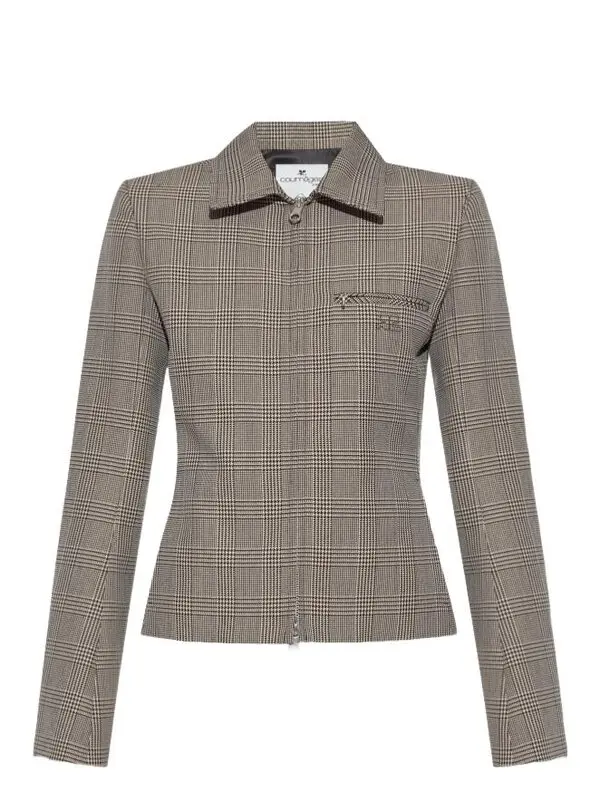 COURREGES Prince Of Wales Checked Zip-up Jacket - Gray