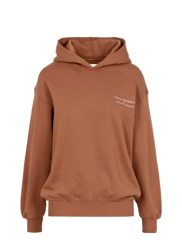 Philosophy Di Lorenzo Serafini Long Sleeve Hooded Sweatshirt - Brown
