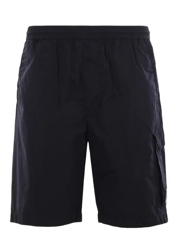 C.P. COMPANY Cargo Shorts With Elastic Waistband And Logo Patch - Black