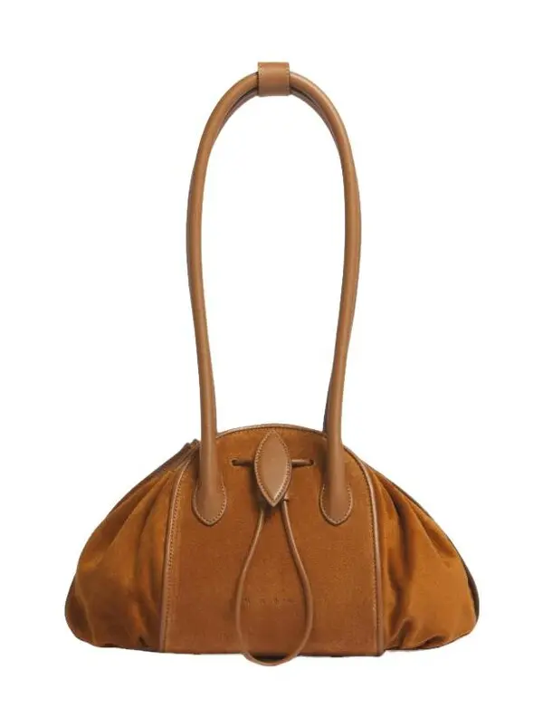Marni Logo Stamped Tulipea Shoulder Bag - Brown