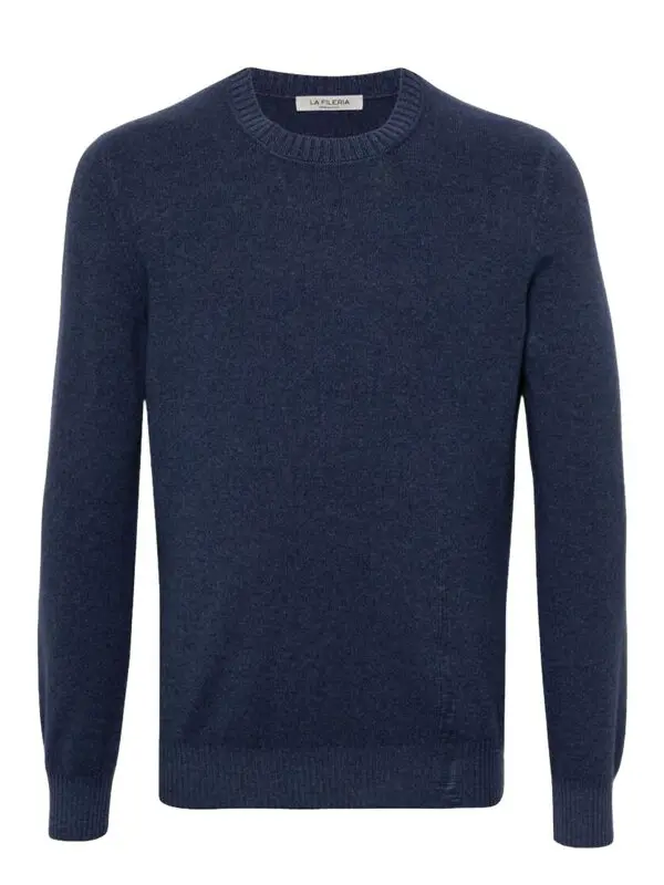 GRAN SASSO Ribbed Details Crew Neck Jumper - Blue
