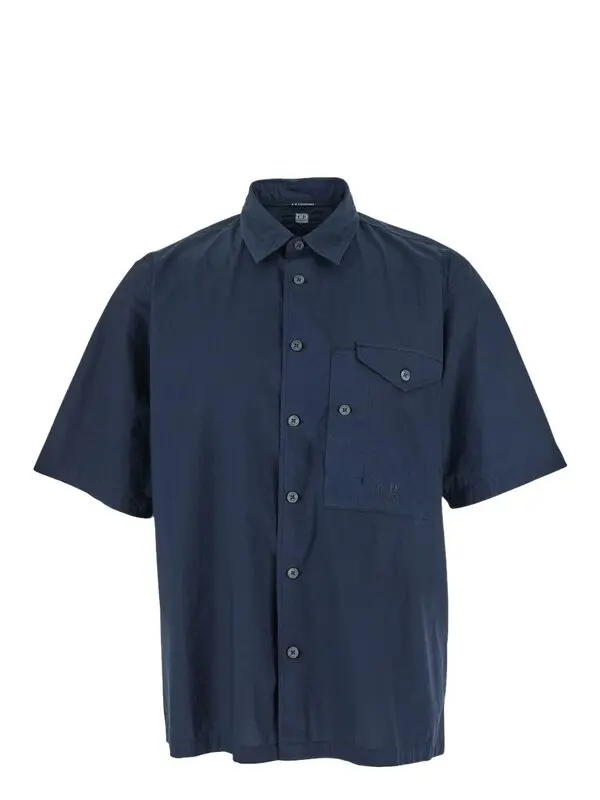 C.P. COMPANY Shirt With Classic Collar Embroidery - Blue
