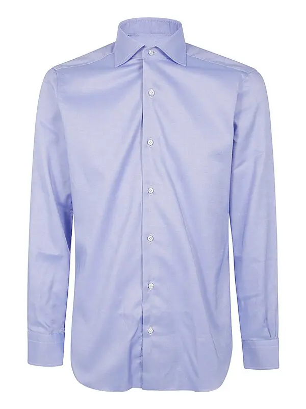 BARBA NAPOLI Long Sleeve Button-down Shirt - Blue