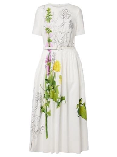 Oscar De La Renta Foxglove Cotton-blend Poplin Midi Dress - White