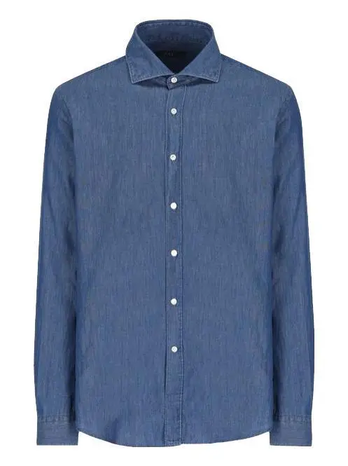 FAY Chambray Denim Shirt - Blue