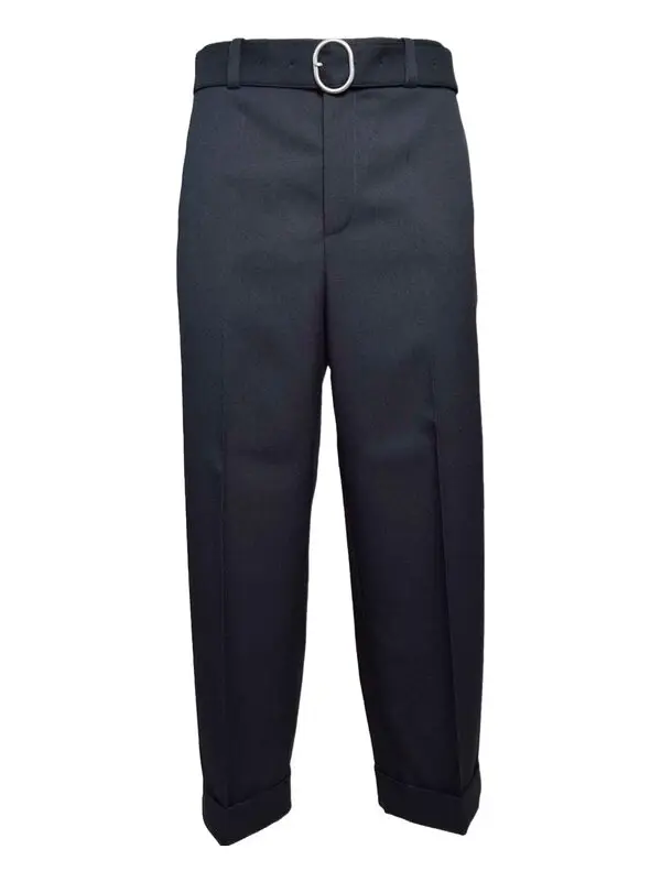 JIL SANDER Straight-leg Pleated Trousers With Buckle Fastening - Black