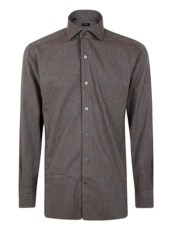 BARBA NAPOLI Long Sleeve Button-down Shirt - Black