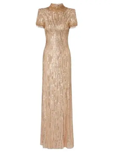 Jenny Packham Madelaine Embellished Gown - Nude