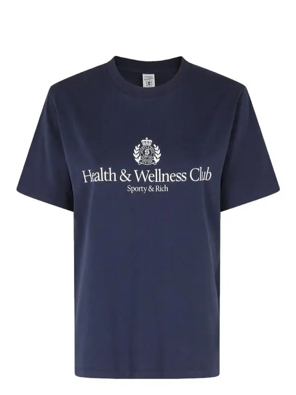 SPORTY  RICH Sporty & Rich Logo Print T-shirt - Dark Navy