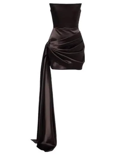 Alex Perry Draped Satin Bustier Mini Dress - Black