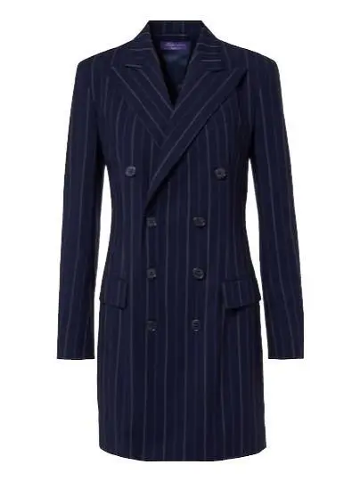Ralph Lauren Striped Double-breasted Wool Blazer Dress - Black