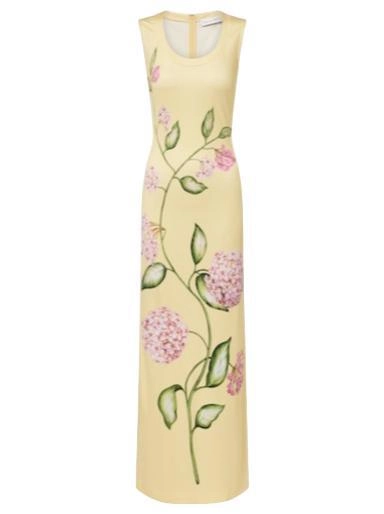 Oscar De La Renta Porcelain Flower Jersey Maxi Dress - Nude