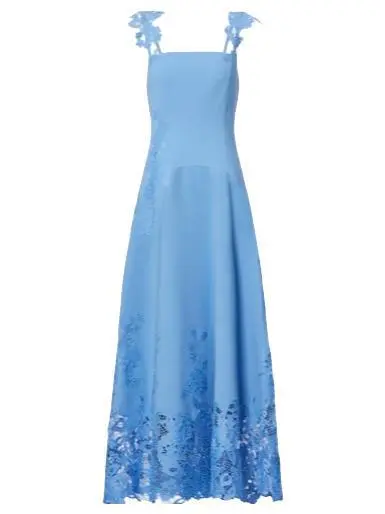 Oscar De La Renta Wool-blend Guipure Lace Midi Dress - Blue