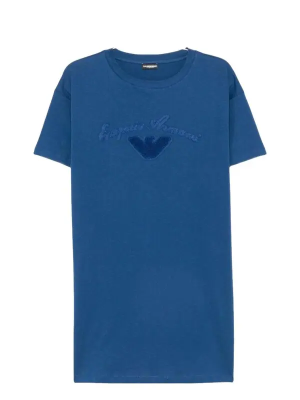 Emporio Armani Logo Embroidered T-shirt Dress - Blue